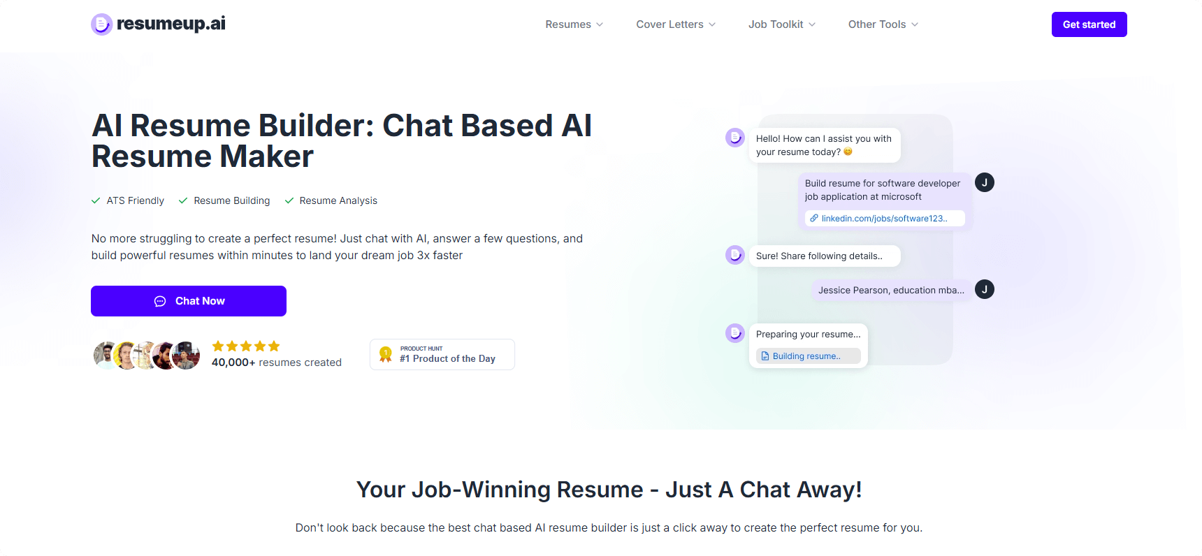 Chat Your Way to Success: Instantly Create High-Impact Resumes with ResumeUp.ai | Alternative AI ...
