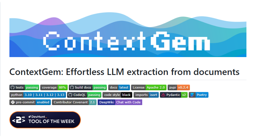 ContextGem: Unlocking the Power of LLMs for Document Understanding | Alternative AI Tools