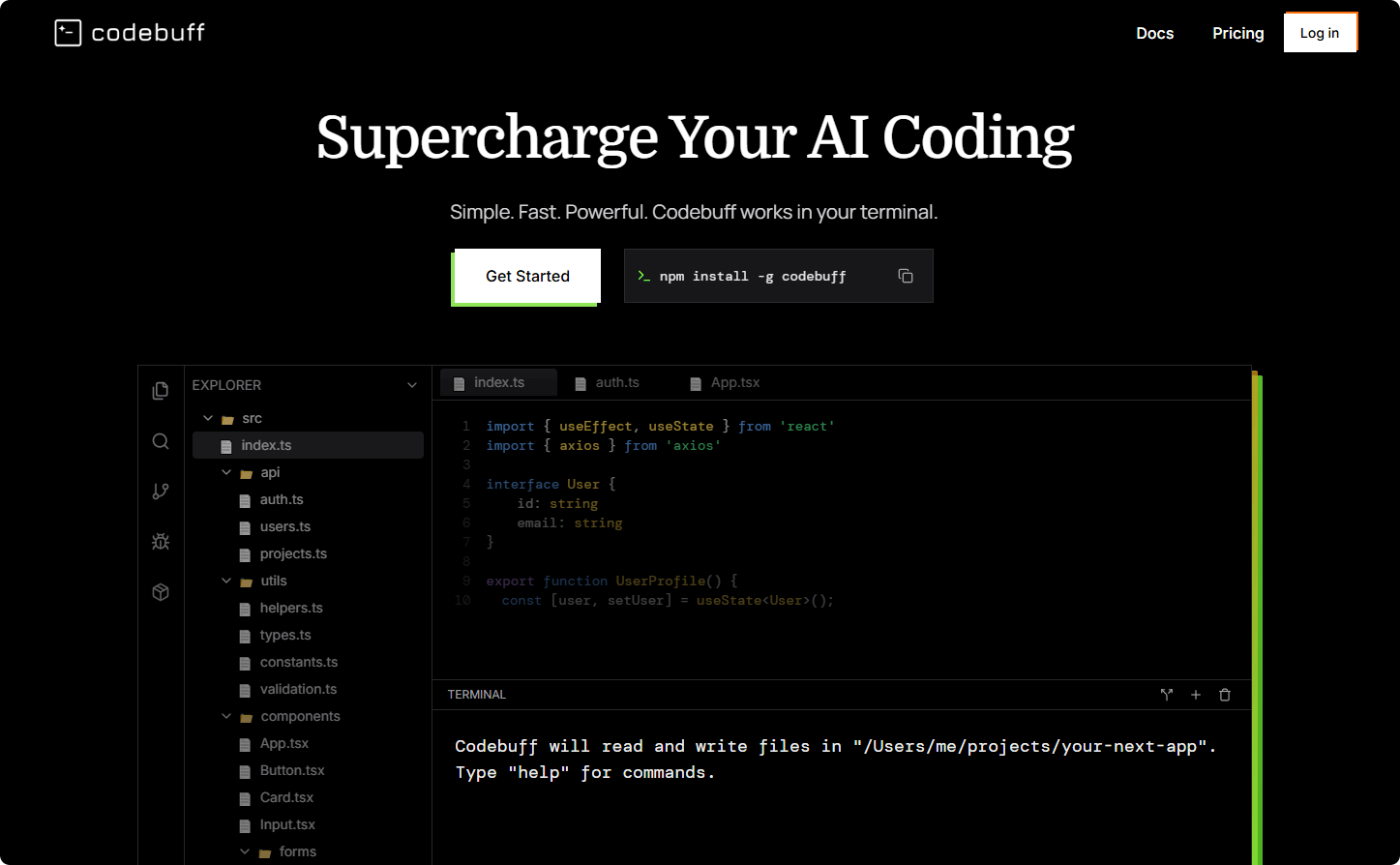 Codebuff — Turn Your Terminal into a Supercharged AI Developer | Alternative AI Tools